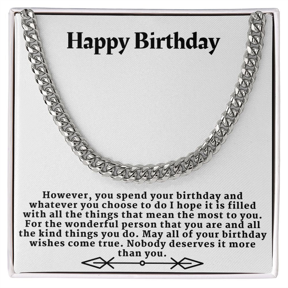 Happy Birthday Cuban Link Chain – Loving Sentiments Jewelry